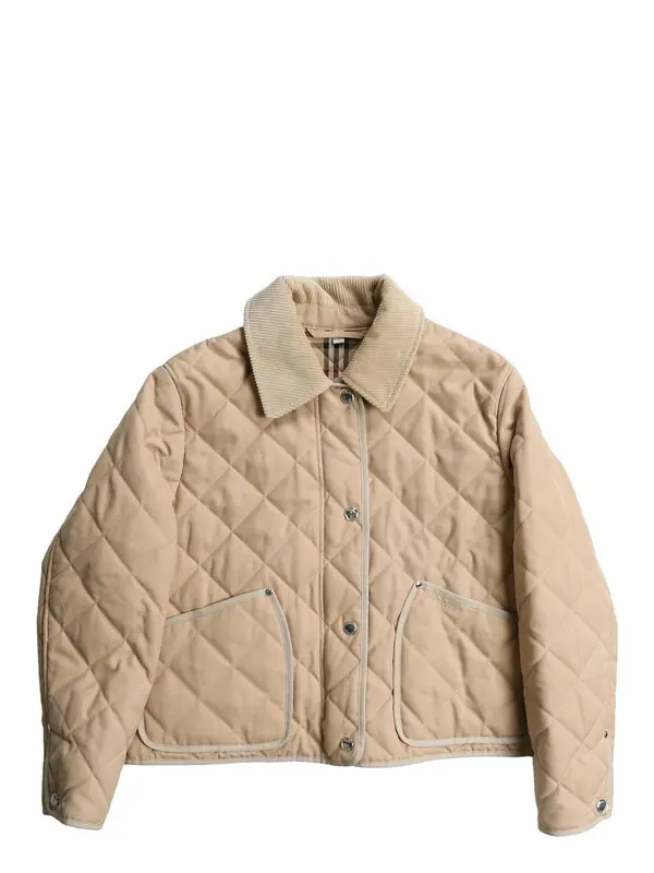 Burberry Quilted Long Sleeve Jacket With Spread Collar - Beige