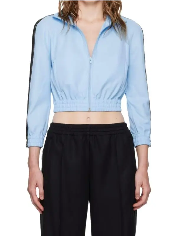 Alexander Wang Logo Tape Cropped Track Jacket - Blue
