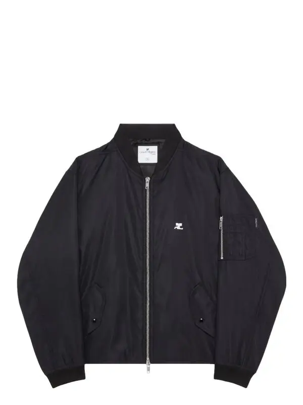 COURREGES Logo Embroidered Bomber Jacket - Black