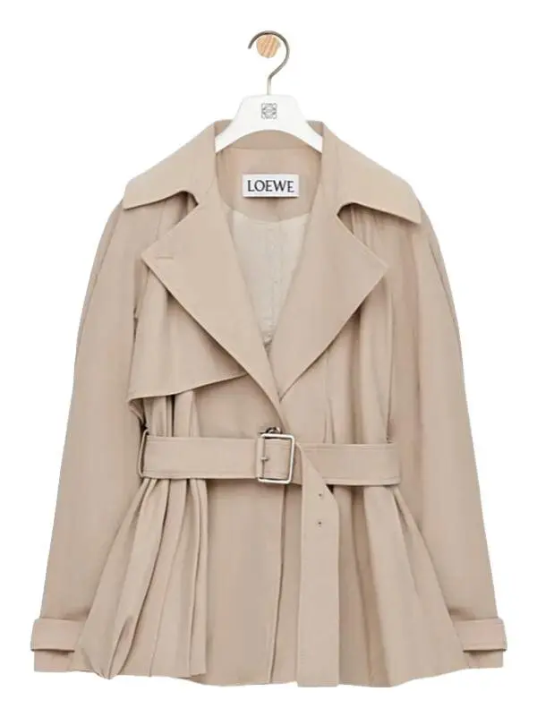 Loewe Buckled Collared Coat - Light Brown