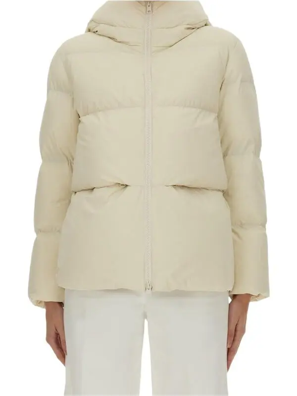Woolrich Quilted Hooded Down Jacket With Zip Fastening - Nude