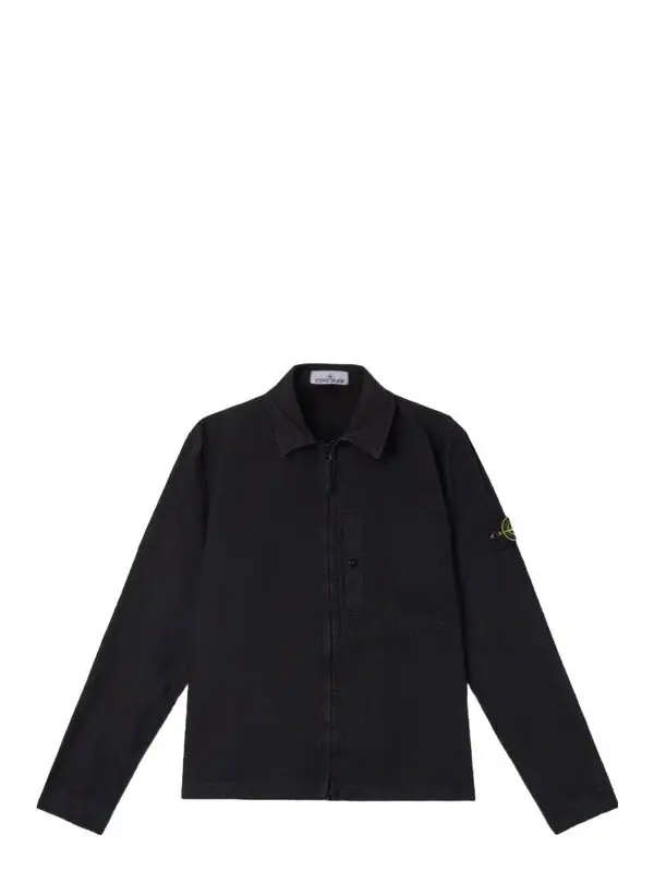 Stone Island Jacket-style Shirt With Zipper Closure - Black