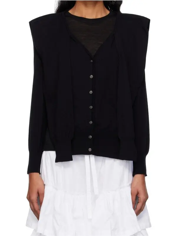 OPEN YY Layered Cardigan - Black