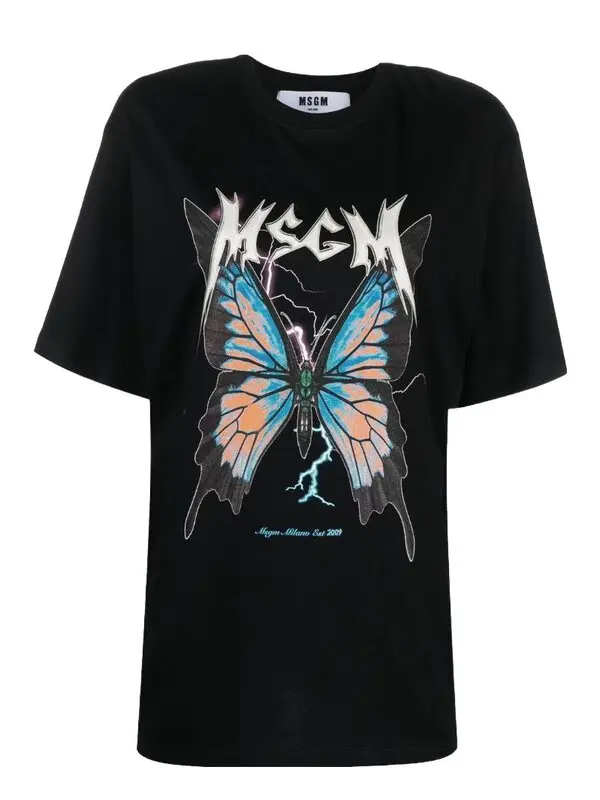 MSGM Butterfly Print T-shirt - Black