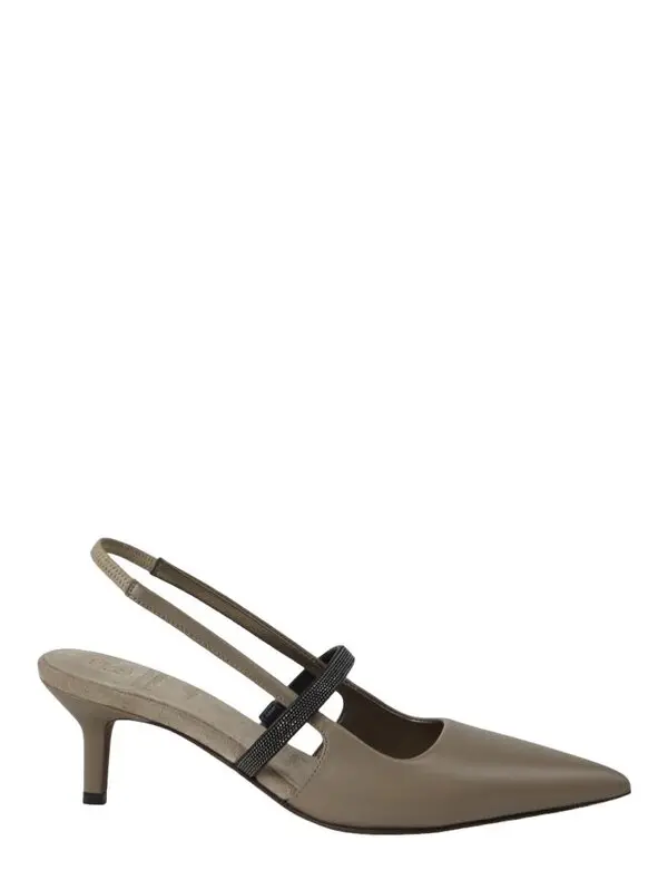 Brunello Cucinelli Monili Strap Slingback Pumps - Light Gray
