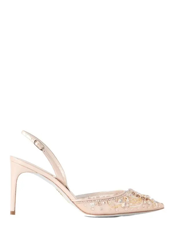 Rene Caovilla 80mm Embellished Slingback Pumps - Nude