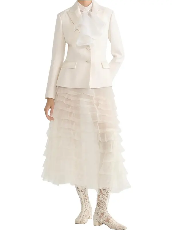 Dior Fitted Jacket With Mulberry Silk Satin Covered Buttons - White