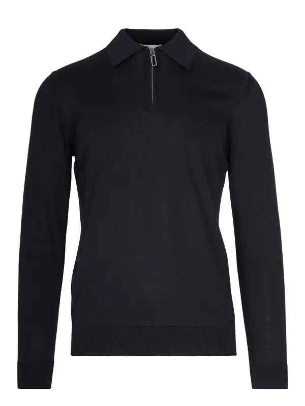 PAOLO PECORA Long Sleeve Zip-up Sweater - Black