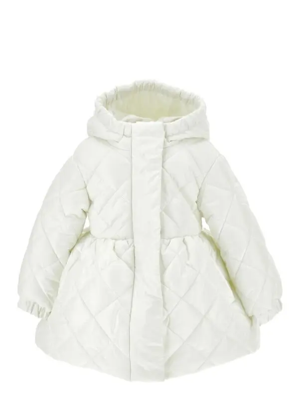 Monnalisa Quilted Padded Hooded Jacket - White