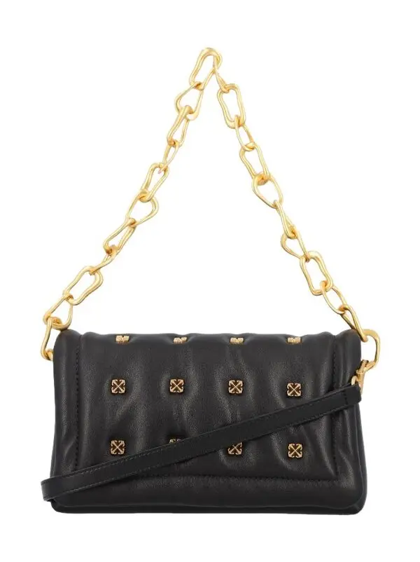 Off-White Logo Plaque Quilted Crossbody Bag - Black