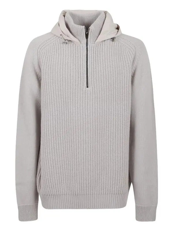 Herno Long-sleeved Hooded Knitted Jumper - Gray