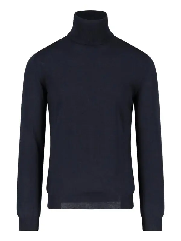 ZANONE Flexwool Turtleneck Knitwear With Ribbed Details - Black