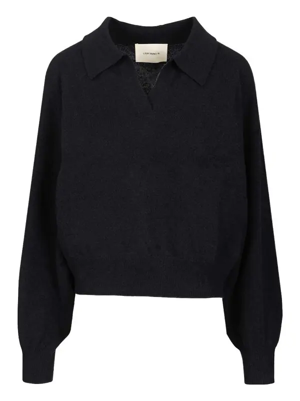LISA YANG Katriel Loose Polo Knitted Sweater - Blue
