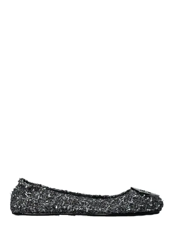 Tory Burch Minnie Travel Ballet Flats With Metal Double T - Black
