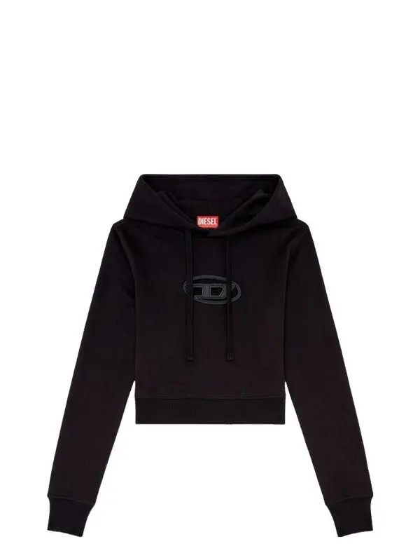 DIESEL® Cropped Hoodie With Oval D Logo - Black