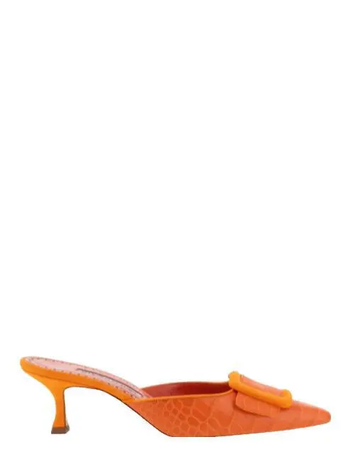 Manolo Blahnik Pointed Low-heeled Mules With Buckle Detailing - Multicolor