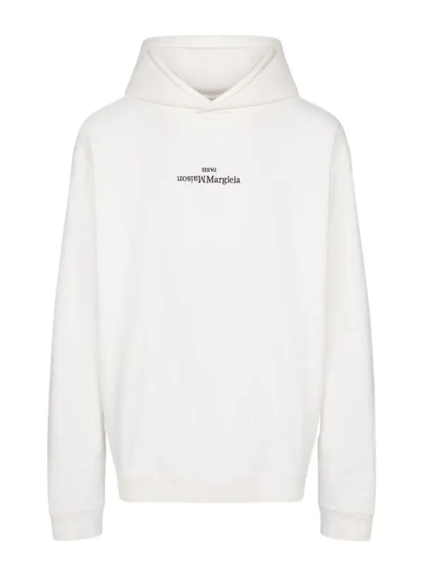 MAISON MARGIELA Logo Embroidered Hoodie - White