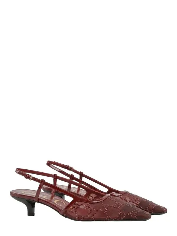 Gucci Gg Embellished Slingback Pumps - Rosso Ancora Red
