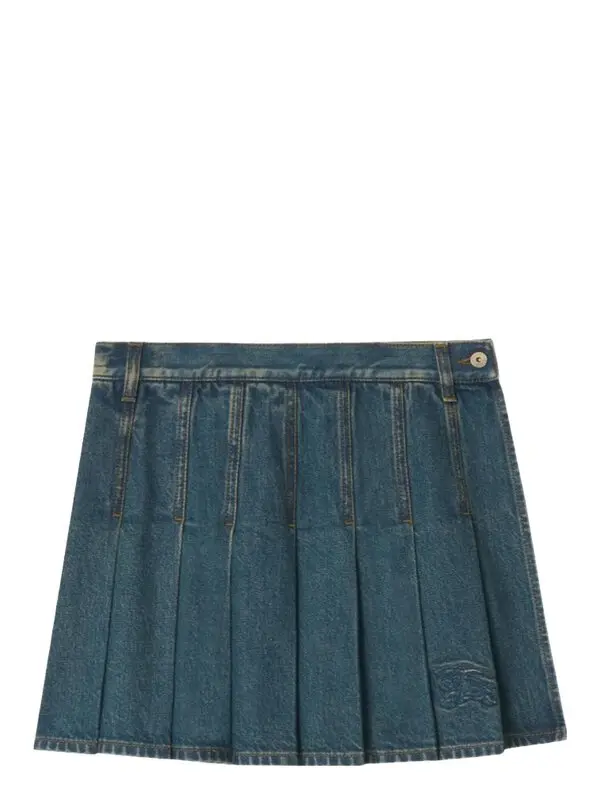 Burberry Pleated Denim Mini Skirt - Medium Blue