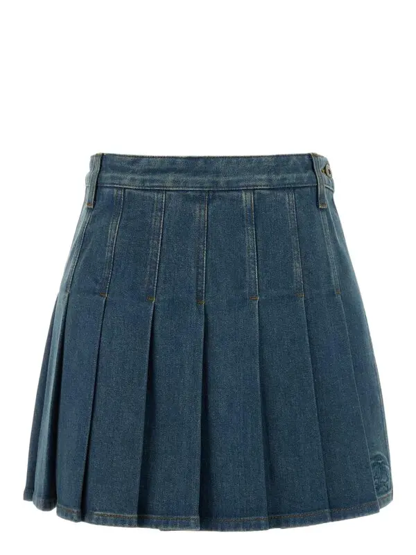 Burberry Pleated Denim Mini Skirt - Medium Blue
