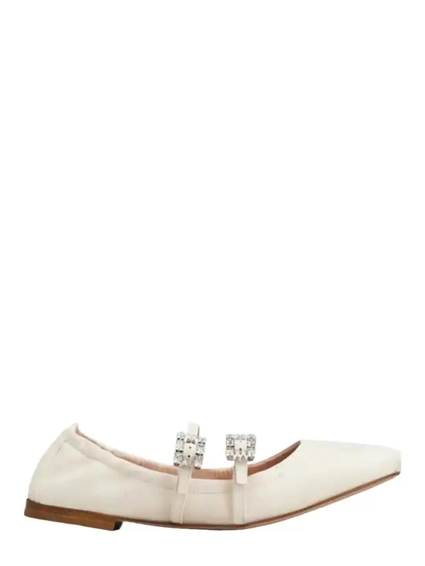 ROGER VIVIER Embellished Strap Ballet Flats - Cream