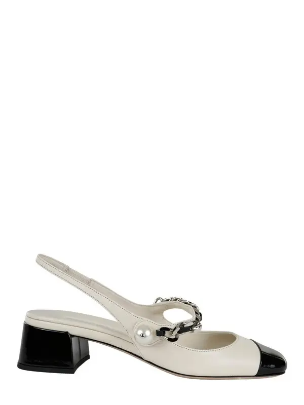 Miu Miu Two-toned Chain-linked Slingback Pumps - Nude