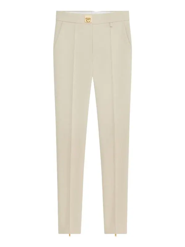 Givenchy Logo Plaque Slim Fit Stirrup Pants - Light Beige