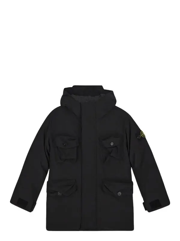 Stone Island Hooded Cargo Pocket Jacket - Black