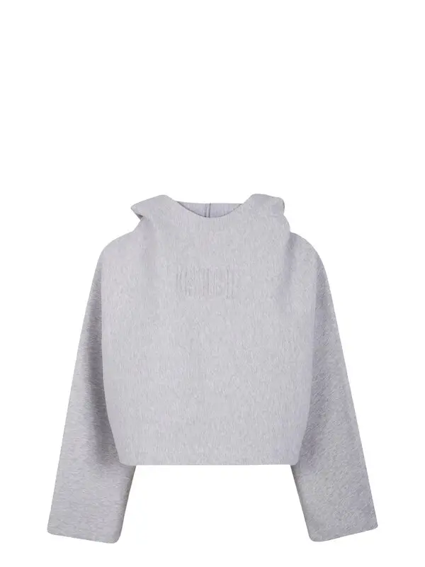 JEAN PAUL GAULTIER Cropped Hoodie With Logo Detail - Gray