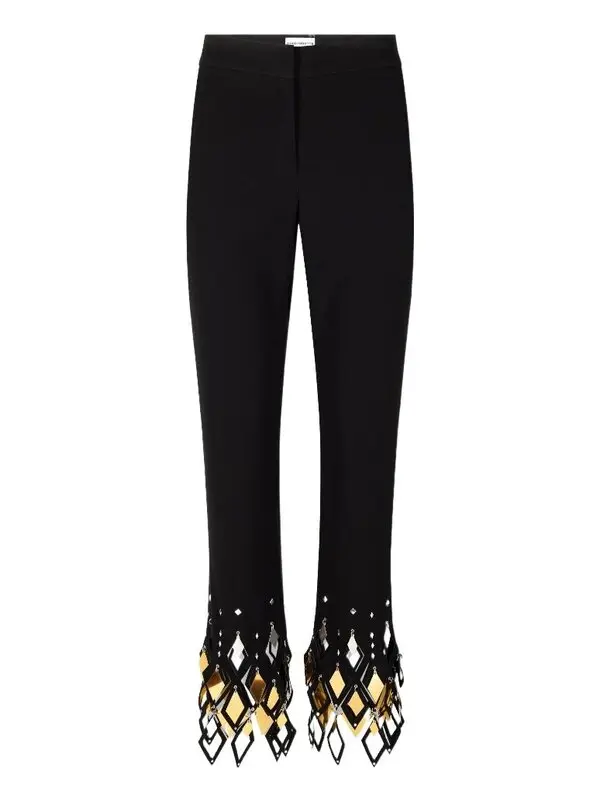 Rabanne Cropped Trousers With Diamond Embellishments - Black