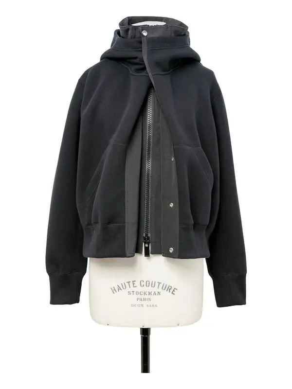 Sacai Sponge Sweat X Grosgrain Hoodie - Black