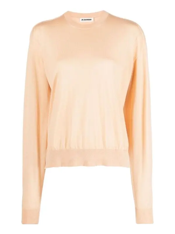 JIL SANDER Crew Neck Long Sleeve Sweater - Nude