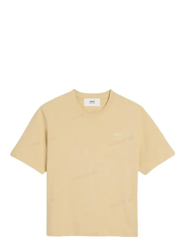Ami Logo Printed Crewneck T-shirt - Nude