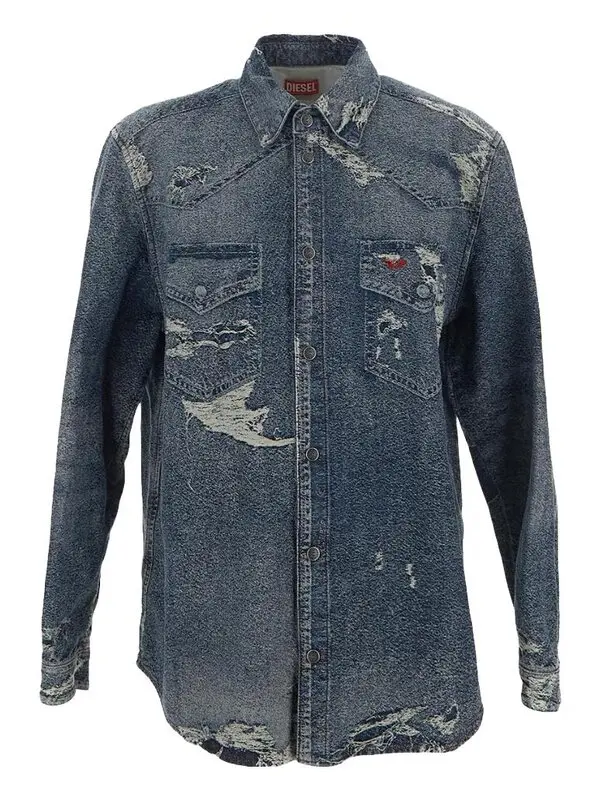 DIESEL® Distressed Denim Shirt - Black