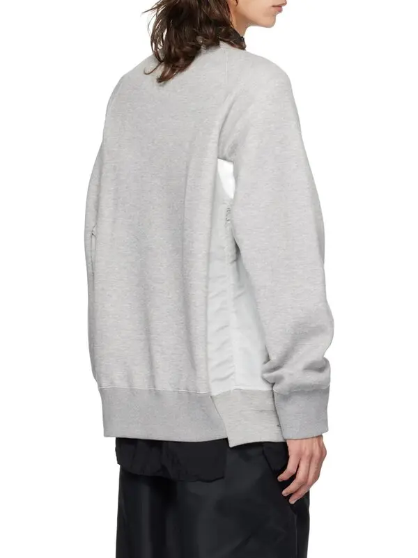 Sacai Long-sleeved Panelled Crewneck Sweatshirt - Gray