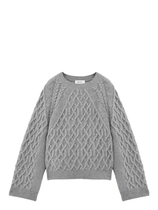 Alexander McQueen Cable Crew Neck Jumper - Light Gray