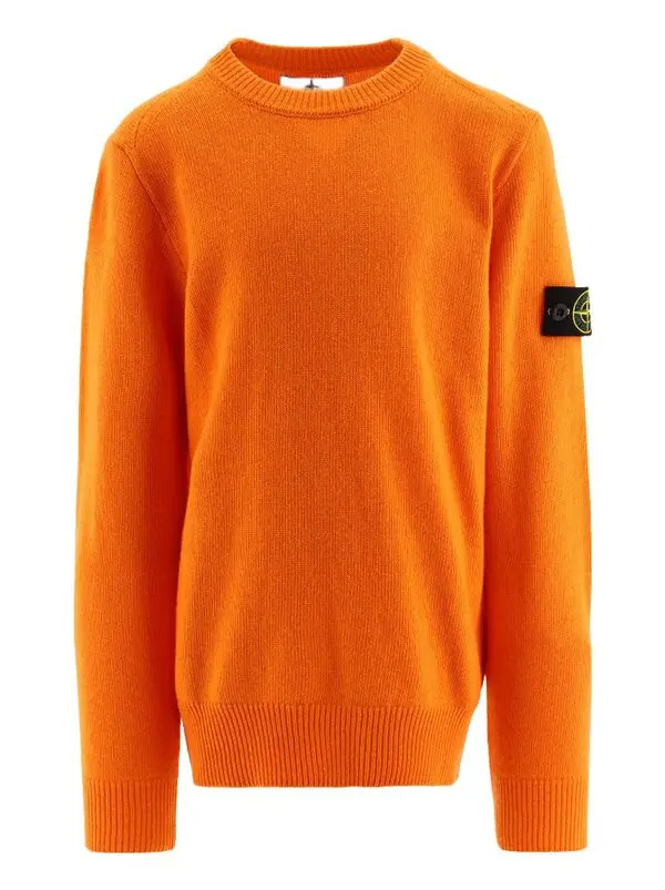Stone Island Teen Logo-patch Crew Neck Sweatshirt - Orange