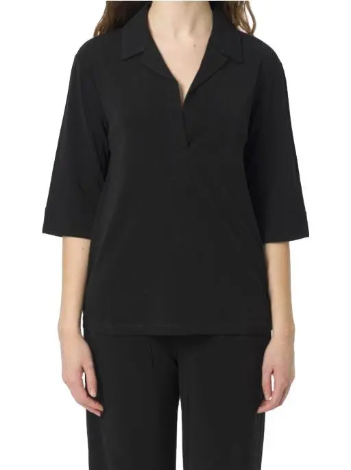 Max Mara V-neck Three-quarter Sleeve Blouse - Black