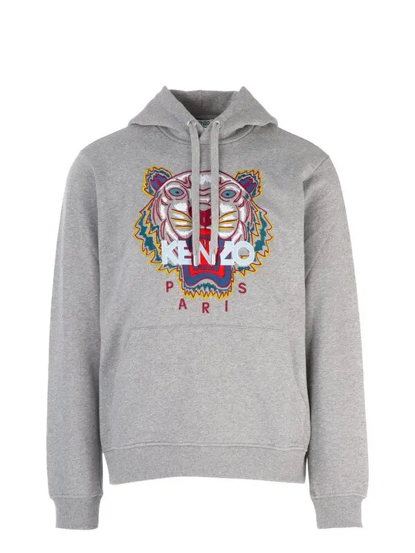 Kenzo Embroidered Tiger Hooded Hoodie - Grey