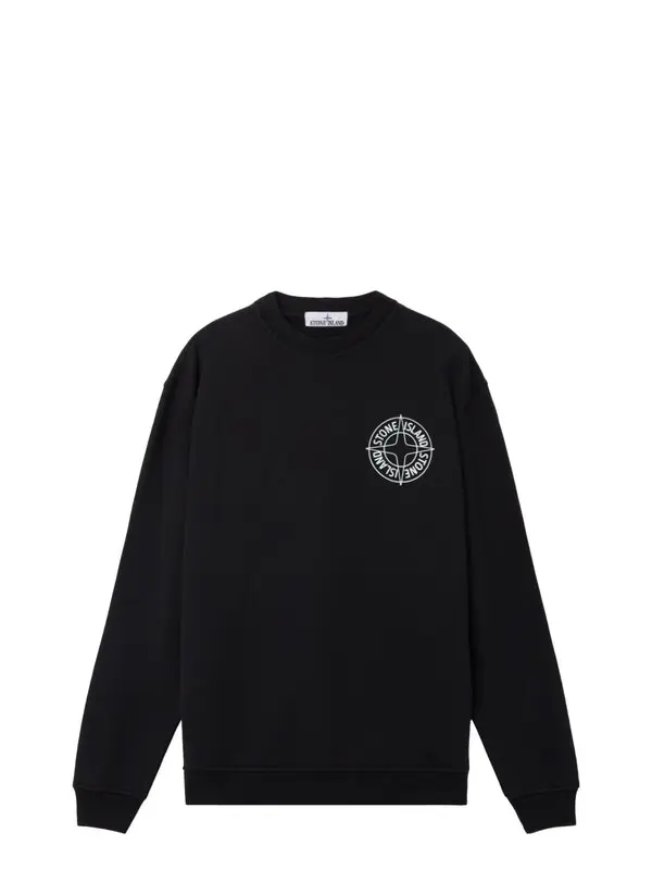 Stone Island Logo Print Crewneck Sweatshirt - Black