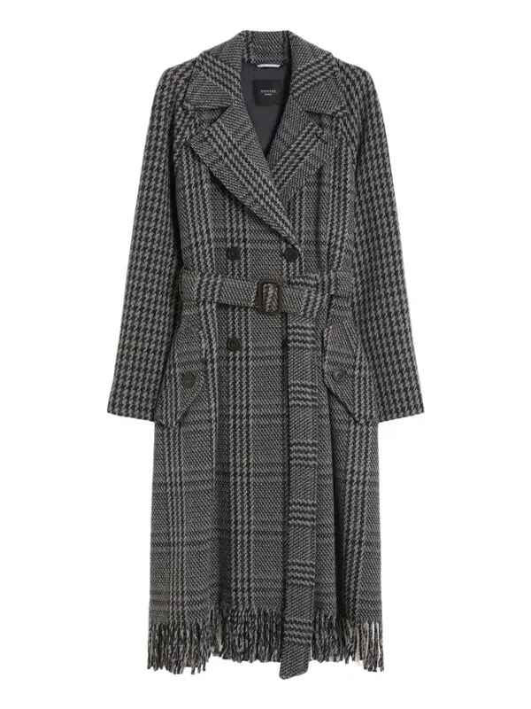 Max Mara Carpi Houndstooth Double-breasted Coat - Dark Gray