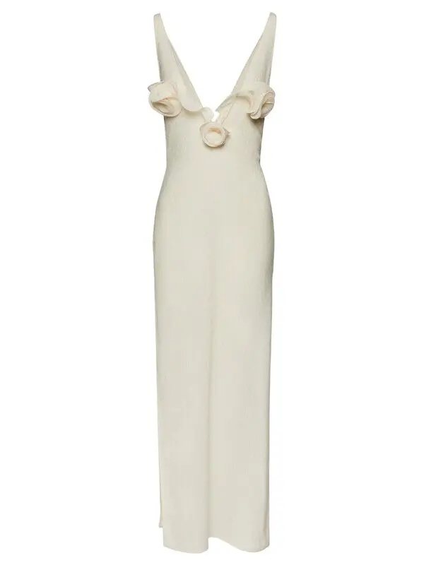 Magda Butrym Crepe High Leg Maxi Dress - Cream