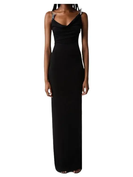Coperni Gala Dress With Embellished Straps - Black