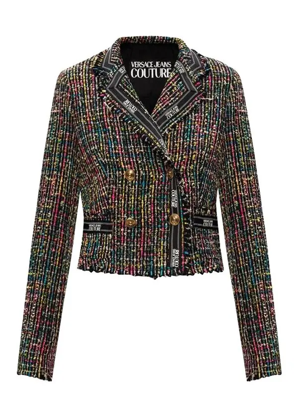 Versace Double-breasted Embroidered Jacket - Black