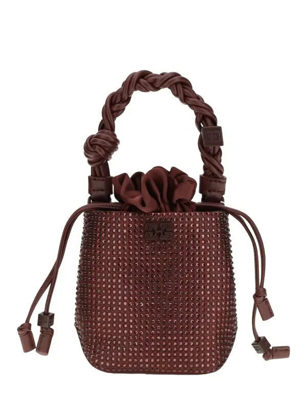 GANNI Mini Bou Drawstring Bucket Bag - Red