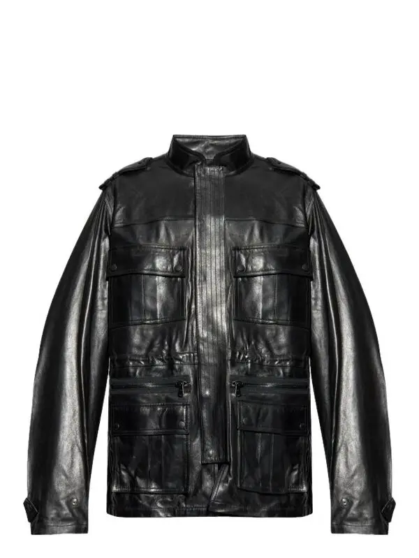 Balmain Multiple Pocket Leather Jacket - Black