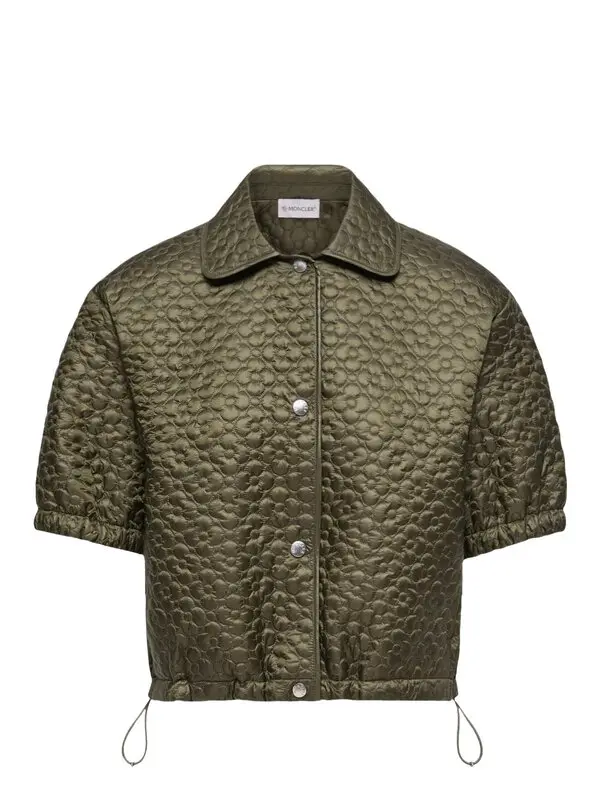 Moncler Quilted Floral Short Sleeve Shirt - Olive Green