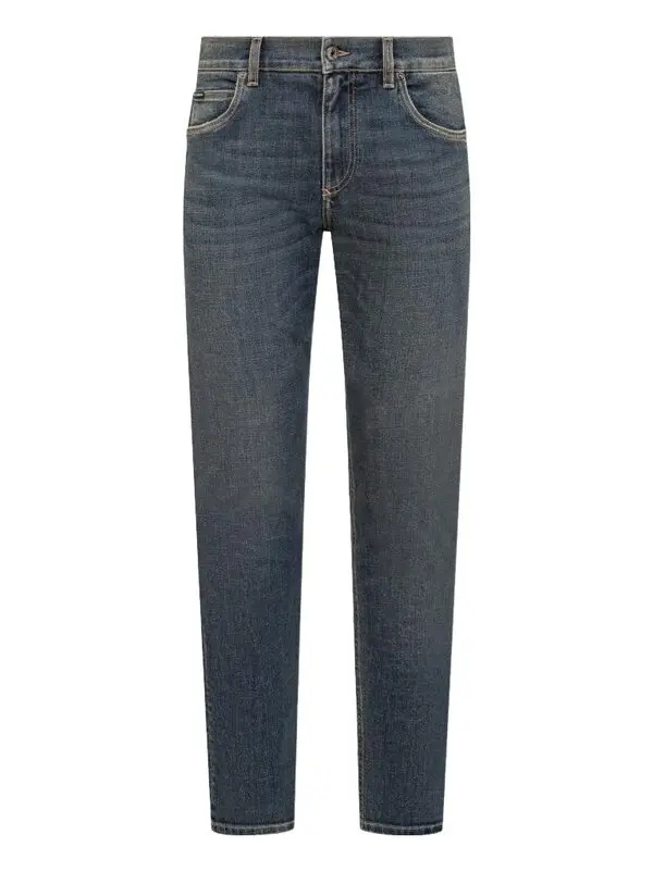 Dolce & Gabbana Straight-leg Jeans With Logo Plaque - Black