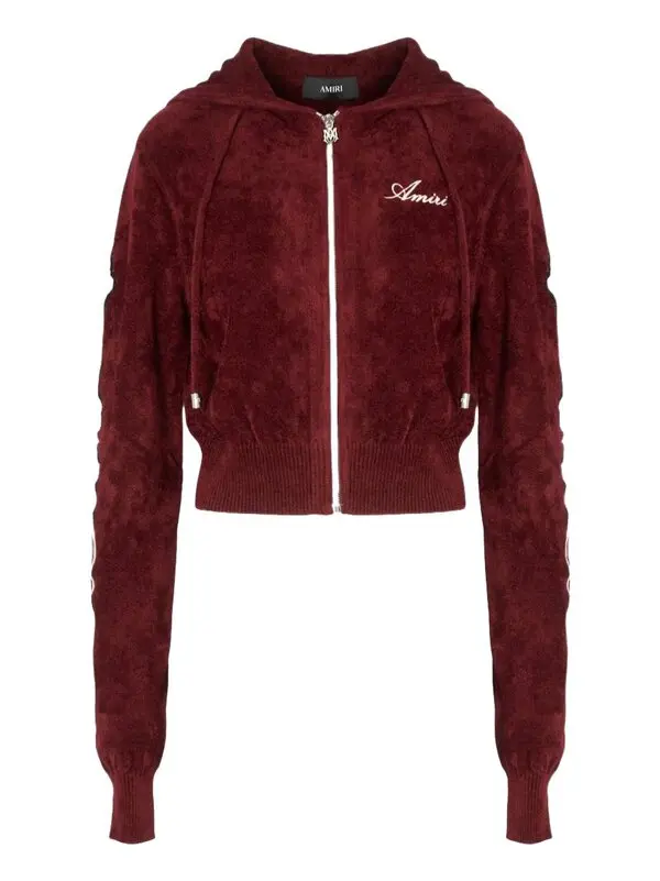 Amiri Drawstring Zip Up Hoodie - Brown