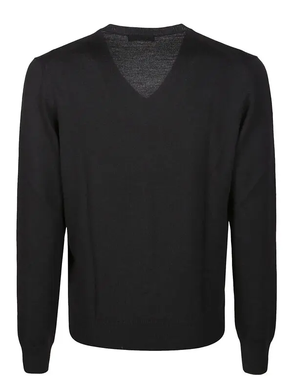 FAY Wool V-neck Sweater - Black